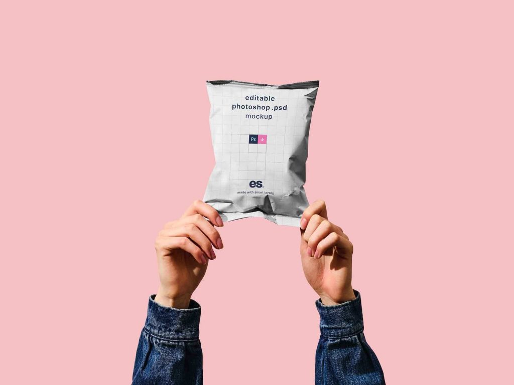 Chips Packet Held in Hands Mockup - PacageMockup