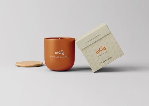 Ceramic Candle Jar Mockup with Packaging Box Mockup free - Free ...