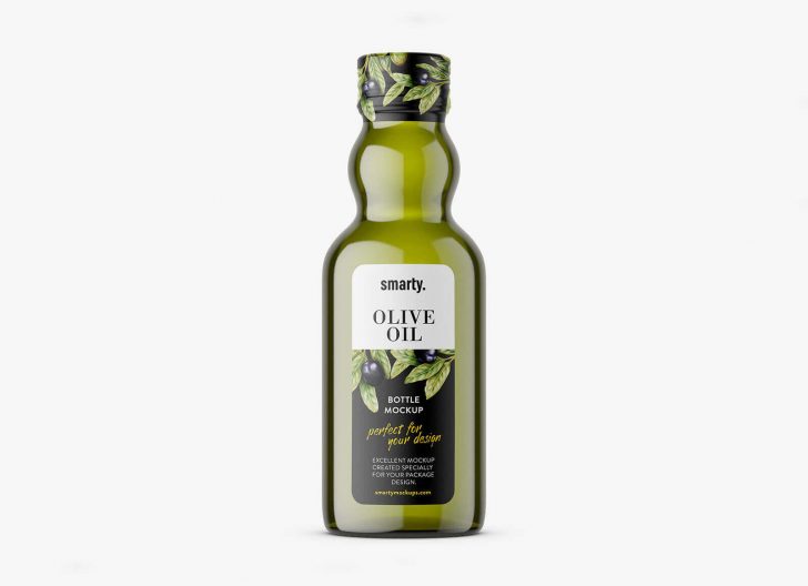 Free Olive Oil Transparent Glass Bottle Mockup - PacageMockup