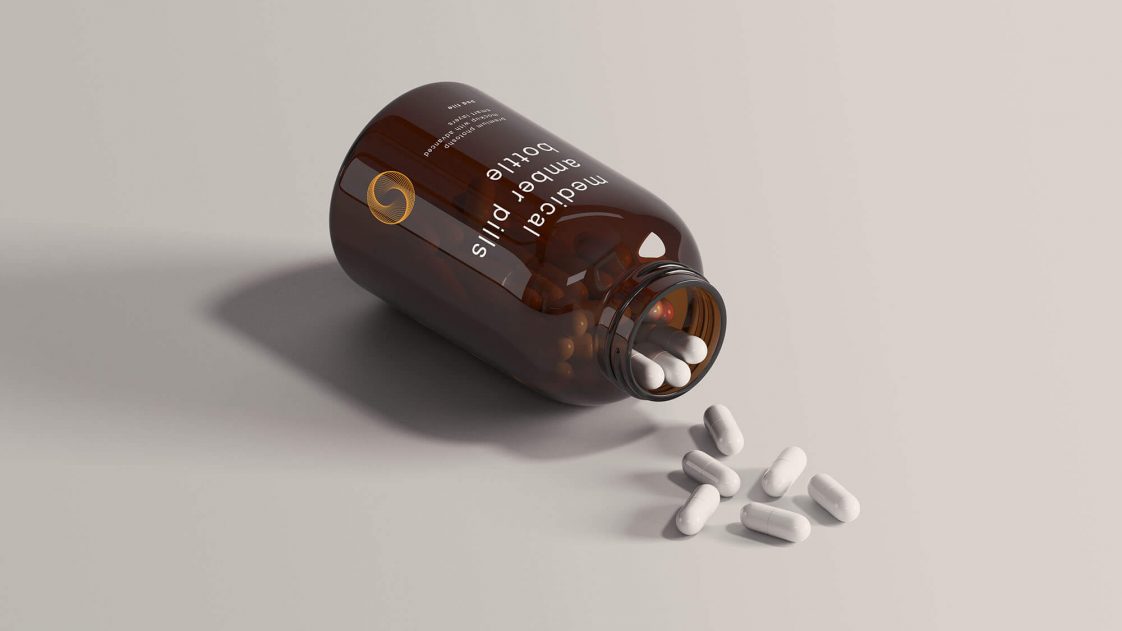 Free Amber Pill / Tablet Bottle Mockup PSD - Free Package Mockups