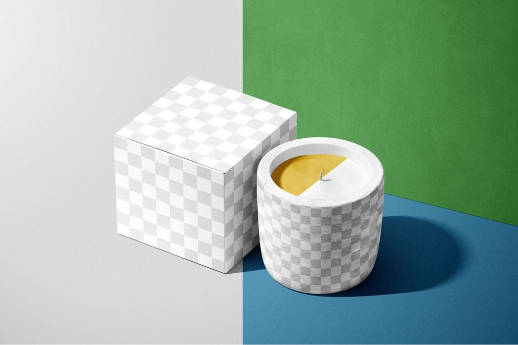 1 Free Ceramic Candle with Packaging Box Mockup - PacageMockup