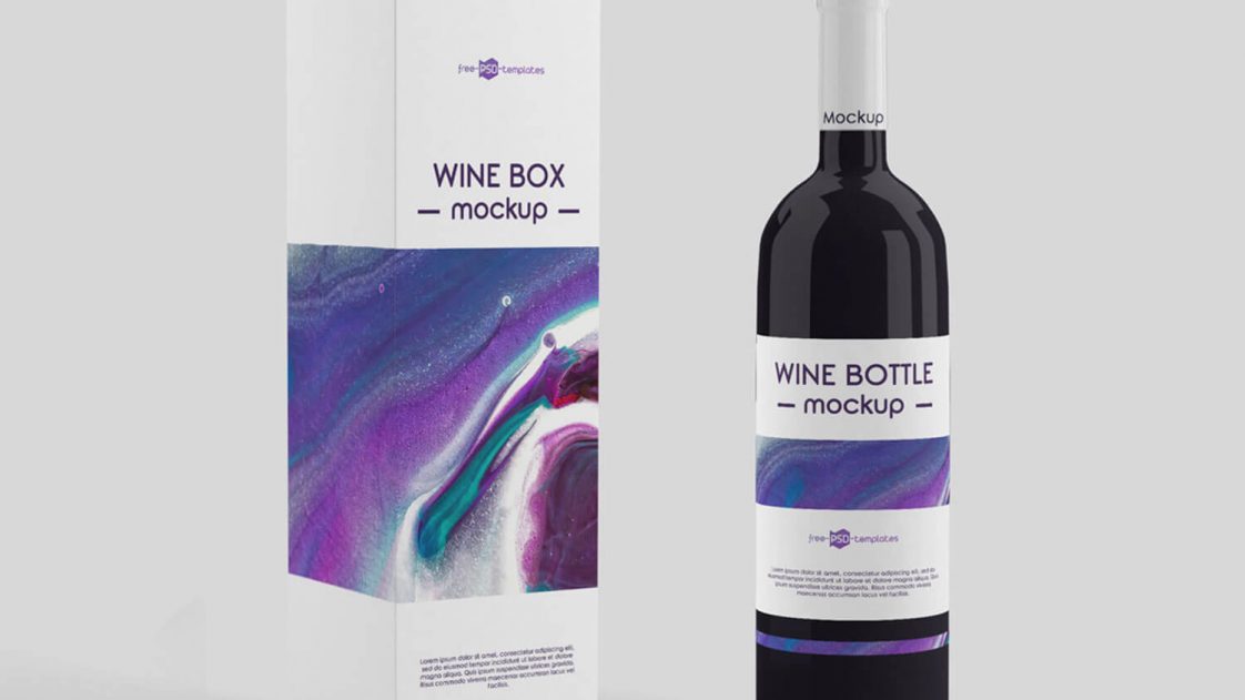Free Wine Bottle Mockups set - Free Package Mockups