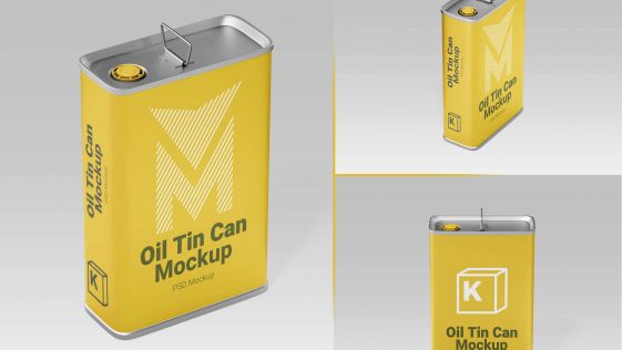 Free Cooking Oil Tin Canister Mockup PSD - Free Package Mockups
