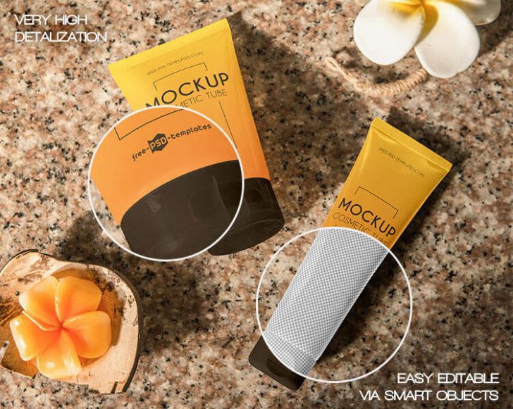 Cosmetic Product Tubes Mockup Scene free - PacageMockup