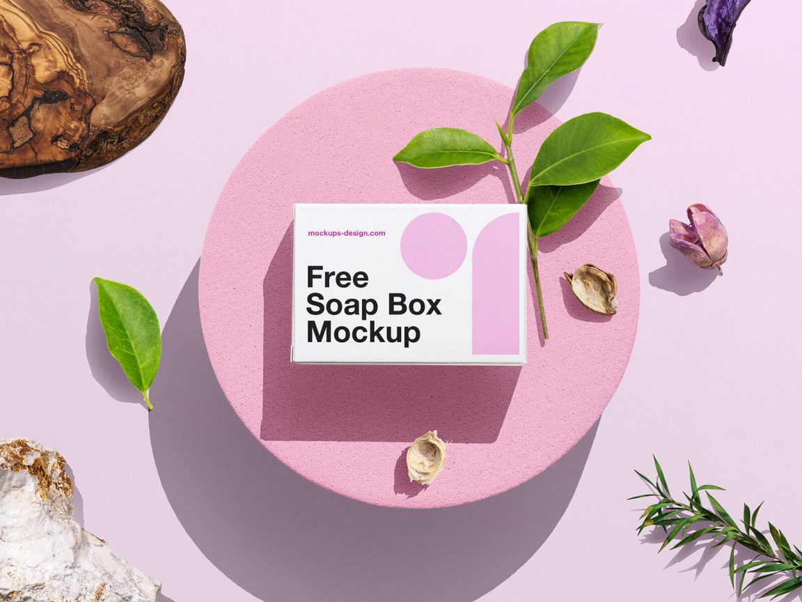 Free Soap Box Mockup Scene PSD Presentation - Package Mockup