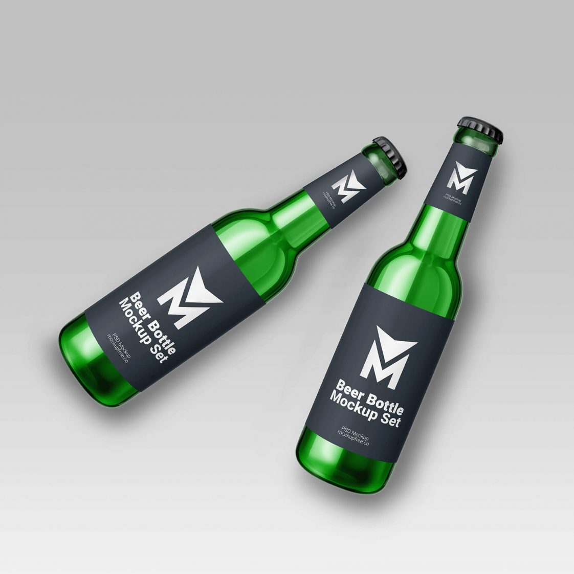 Free Malt Beer Bottle Mockups set - PacageMockup