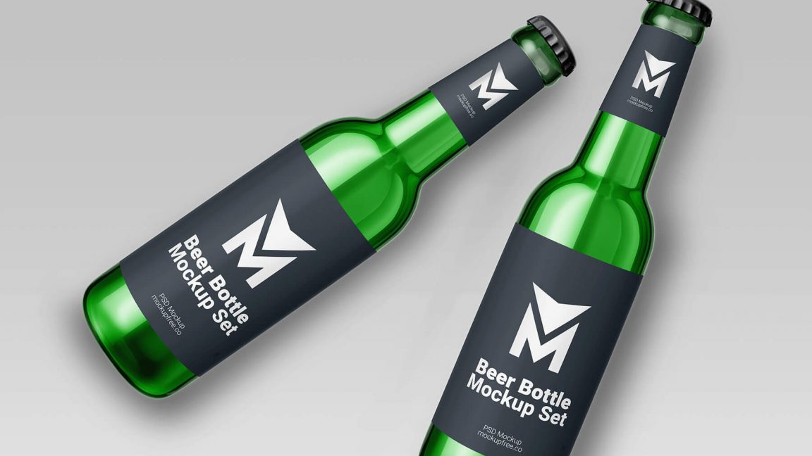 Free 3 Beer Bottle Mockups PSD sets - Free Package Mockups