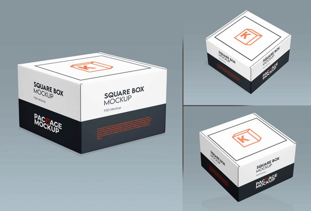 Free Delivery Square Box Mockups set - Free Packaging Mockup