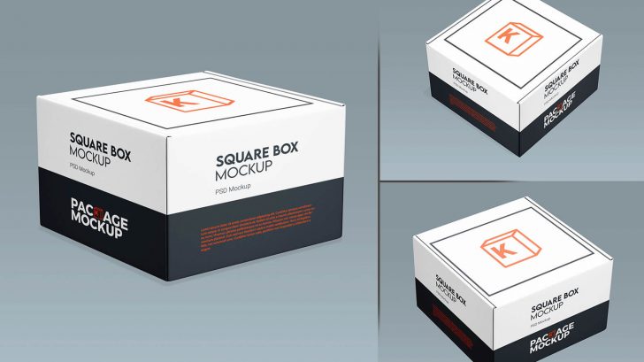 Free Square Mailing Box Mockup - Free Package Mockups