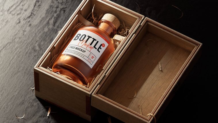 Free Wooden Wine Box Mockup set - Package Mockups