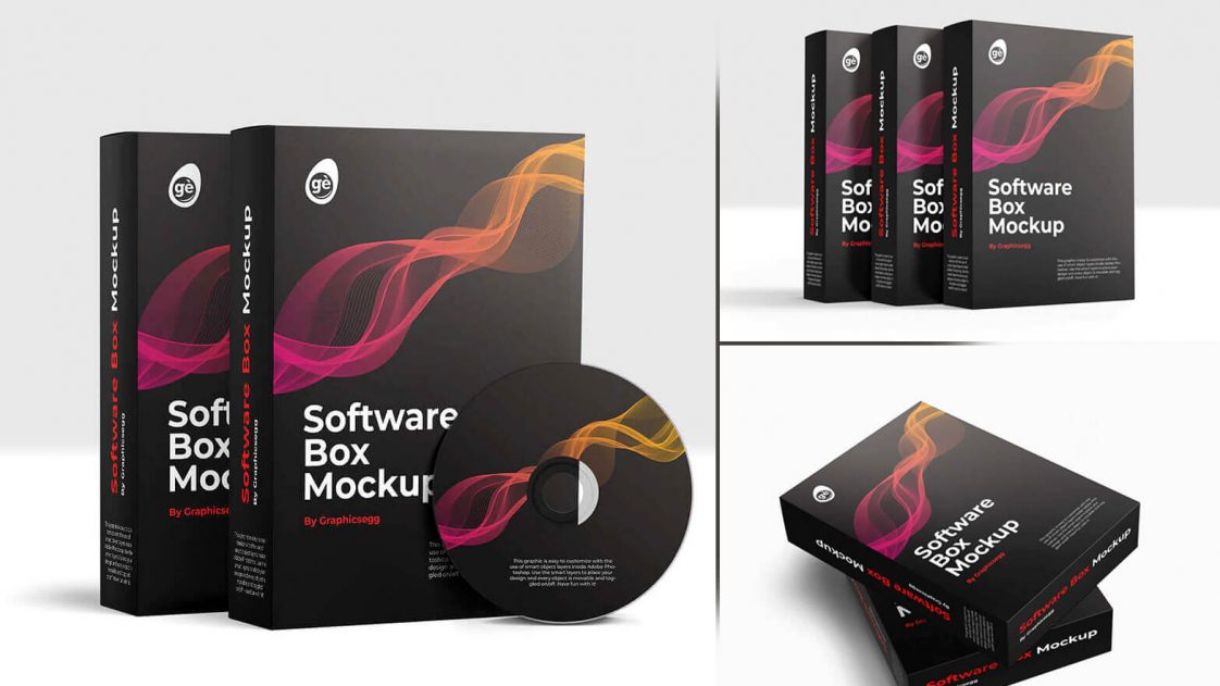 Free Software Box + CD Package Mockup - Free Package Mockups