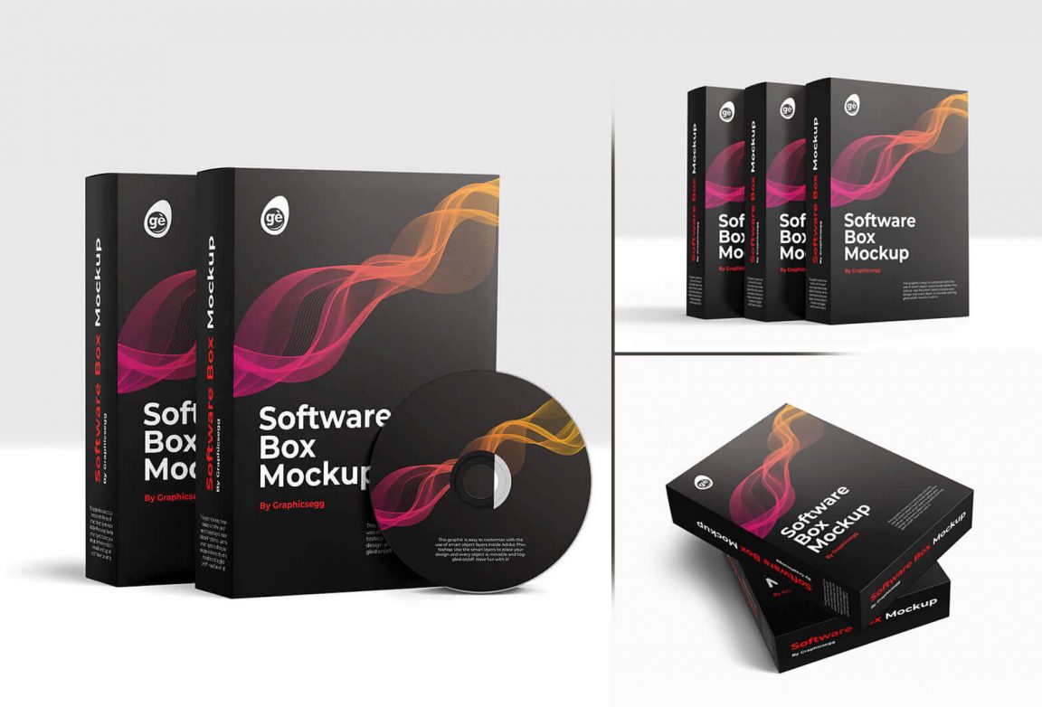 Free 5 Free Software Box Mockups set - Free Package Mockup
