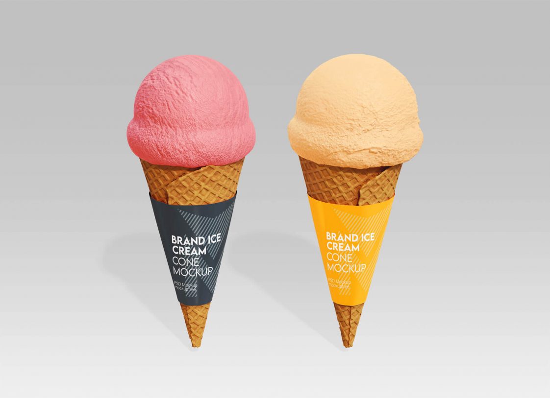 Free Ice Cream Cone Branding Mockup set - Package Mockup