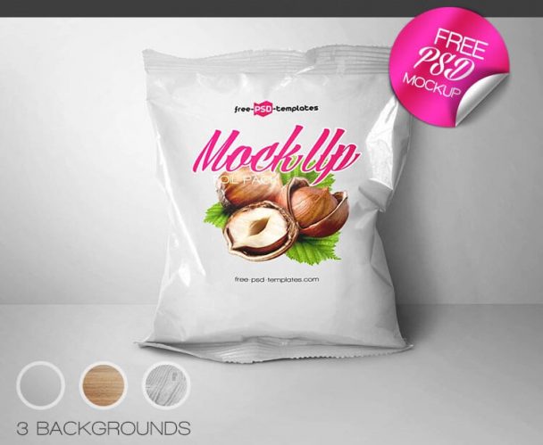 Free Flow-Pack Bag Mockup with Realistic Wrinkles - Free Packaging Mockup
