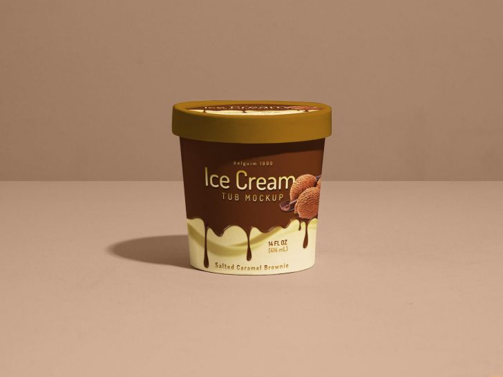 Free Ice Cream Tub Mockup - Free Package Mockup
