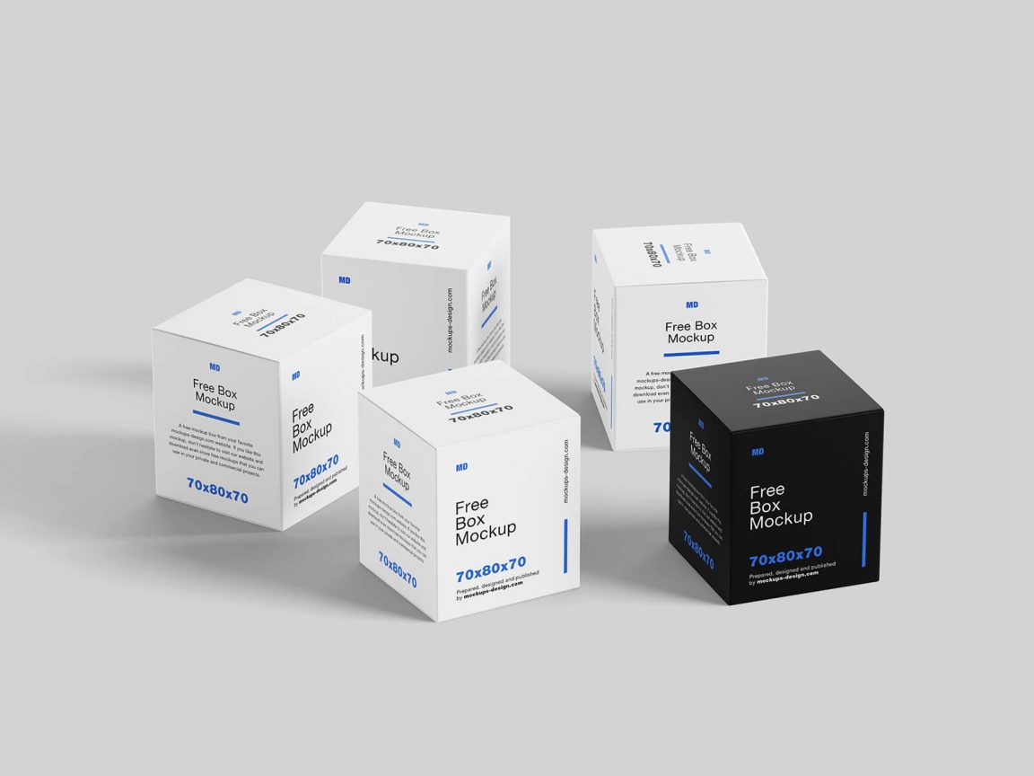 Free Product Package Box Mockups 5 set / 70x80x70 mm - PacageMockup