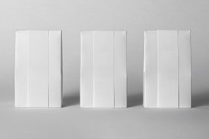 Front View of Three Classic Cardboard Paper Pouch Packaging Mockup - Free Packaging Mockup