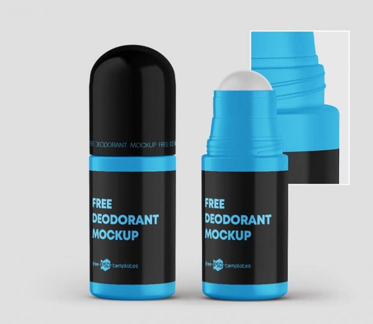 Three View Mockups of Two Deodorant Bottles - Free Package Mockup