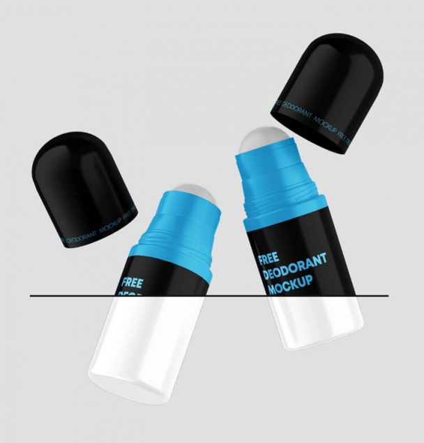 Three View Mockups of Two Deodorant Bottles - Free Package Mockup