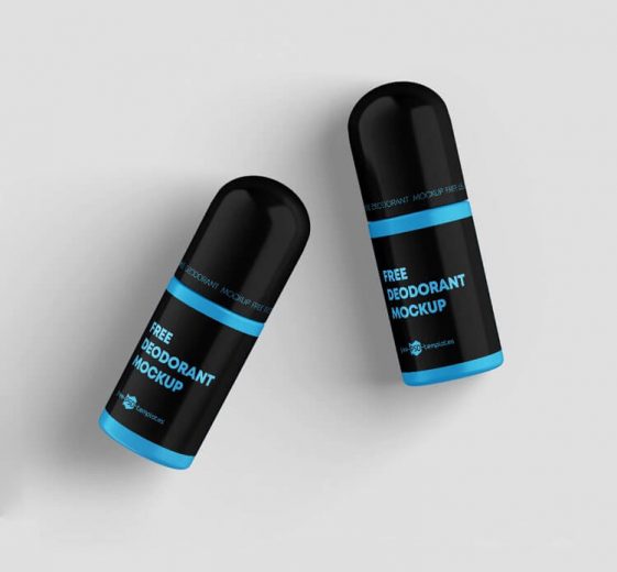 Three View Mockups of Two Deodorant Bottles - Free Package Mockup