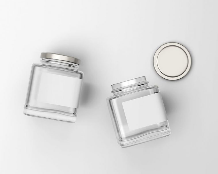 Free Square Glass Jar Mockup for Package Design - Package Mockup