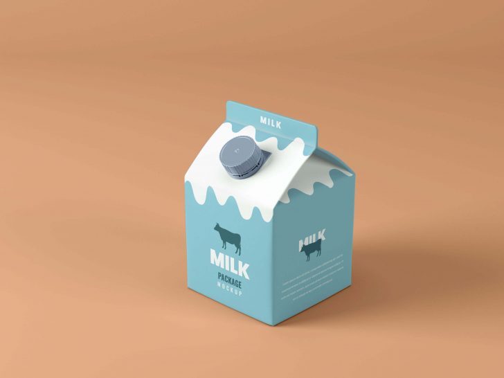Free Small Square Milk Carton Box Mockup - Free Packaging Mockup