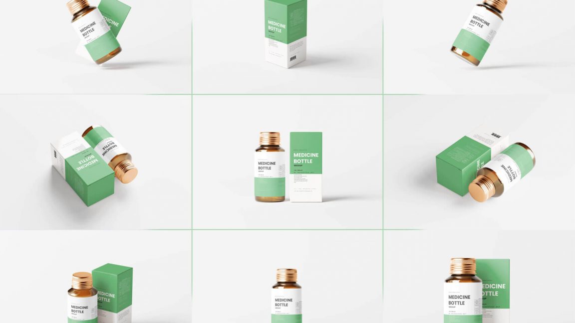 Free Medicine Bottle and Box Packaging Mockup - Free Package Mockups