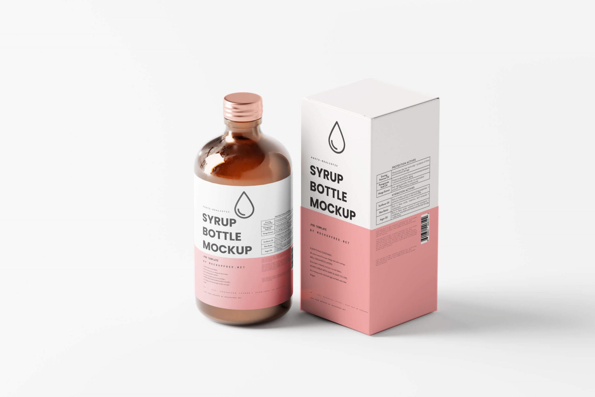 12 Free Syrup Bottle and Packaging Box Mockups set - Free Package Mockup