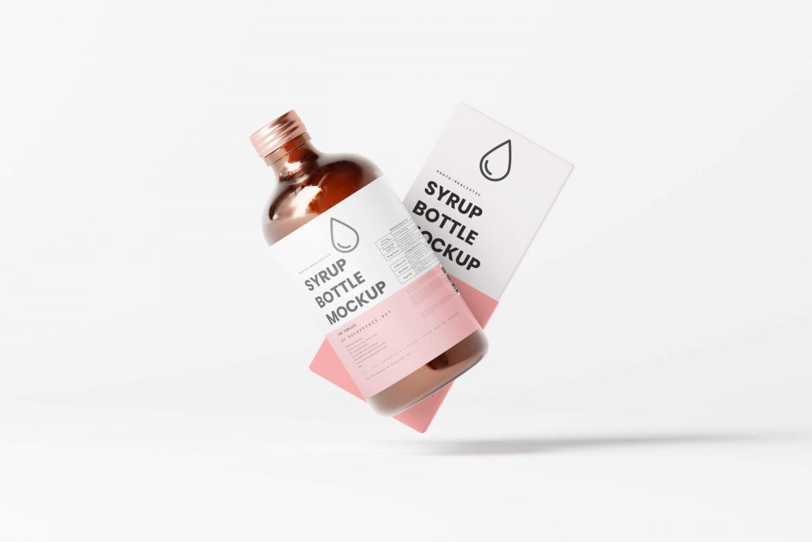 12 Free Syrup Bottle and Packaging Box Mockups set - PacageMockup
