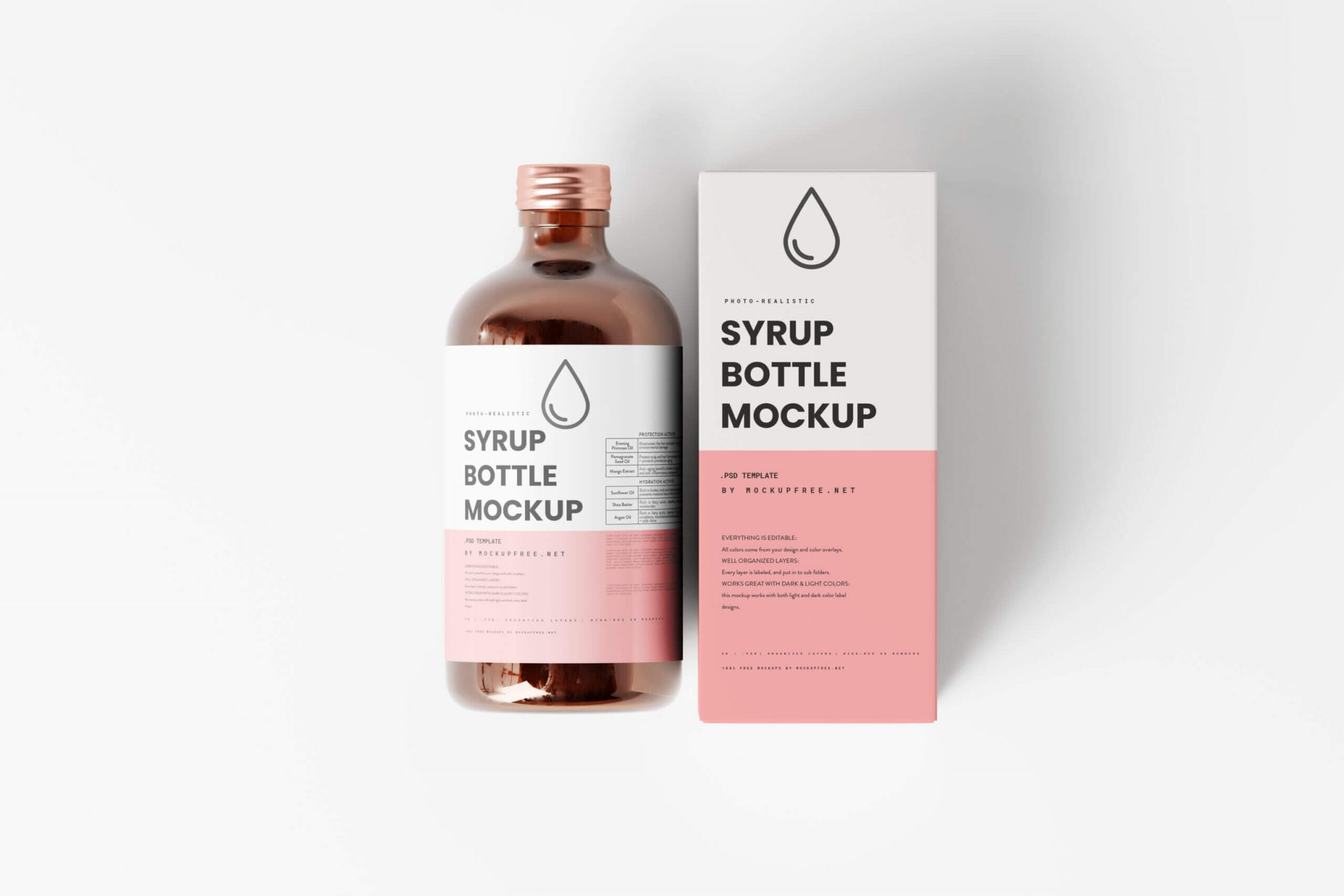 12 Free Syrup Bottle and Packaging Box Mockups set - Free Package Mockup
