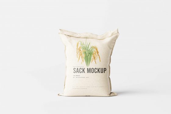 7 Free Rice / Wheat Gunny Sack Mockups - Free Package Mockup