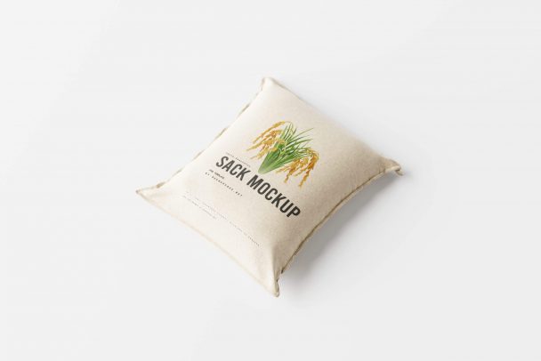 7 Free Rice / Wheat Gunny Sack Mockups - Free Package Mockup