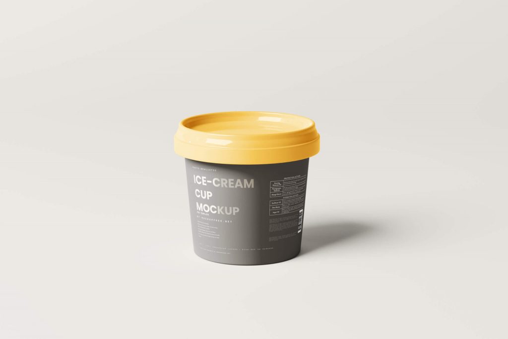 8 Free Glossy Ice Cream Tub Mockups set - PacageMockup