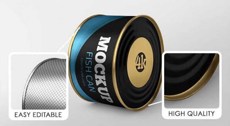 Free Metal Fish Tin Can Mockup - Free PacageMockup