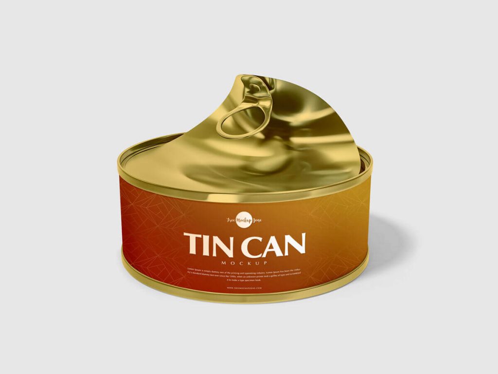 Easy-Open Free Tin Can Mockup - Free Package Mockup