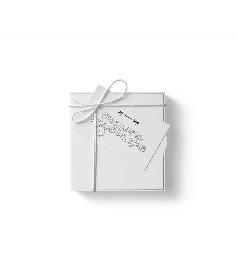Free Box Packaging Mockup with a Rope tied Paper Name Tag - Free ...