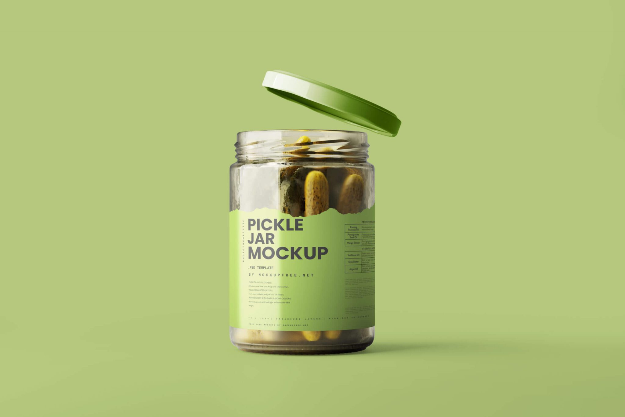 5 Free Pickled Cucumber Jar Mockups set - Free Package Mockup