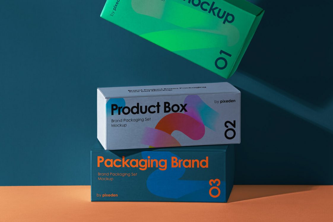 Free Horizonal Product Boxes Presentation Mockup - PacageMockup