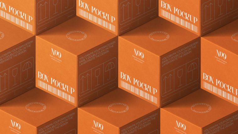 Free Grid Box Packaging Mockup Top View - Free Package Mockups