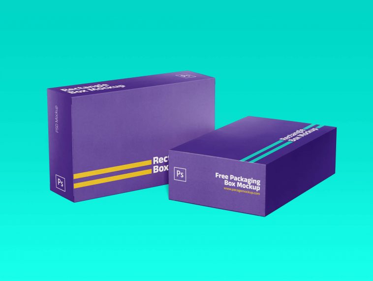 3 Free Rectangle Box Mockups set - PacageMockup