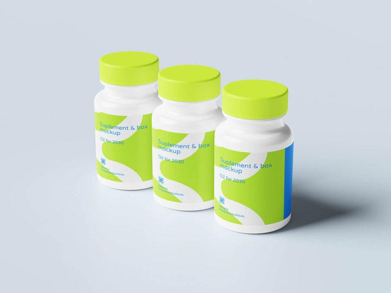 Free Supplement Bottle Mockup and Packaging Box Mockup set - PacageMockup