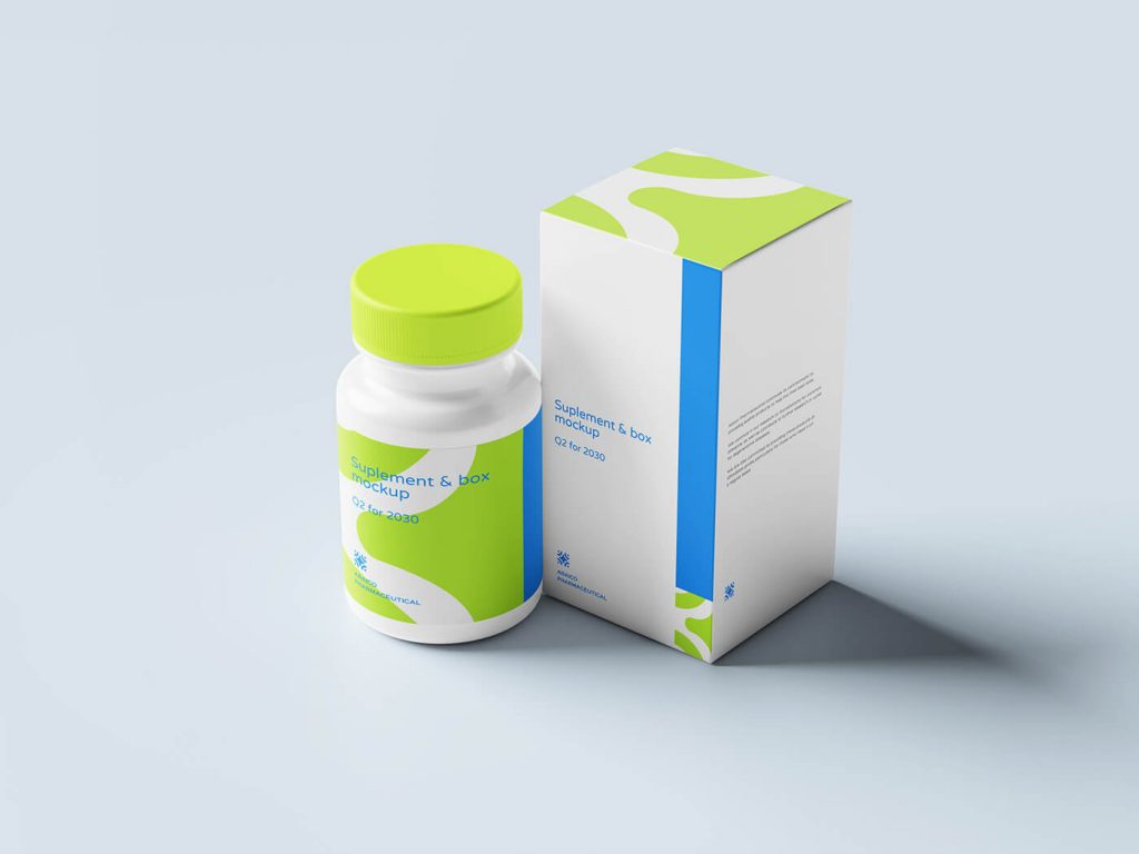 Free Supplement Bottle Mockup and Packaging Box Mockup set - Free ...