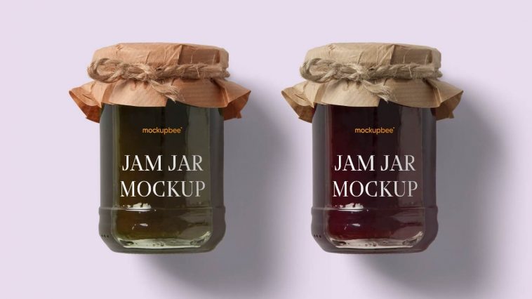 Free Airtight Clear Glass Jar Label Mockup - Package Mockups