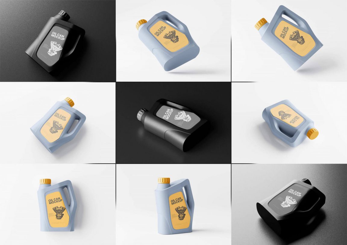 10 Free Engine Oil Can Mockup set for Packaging and Branding - Free ...