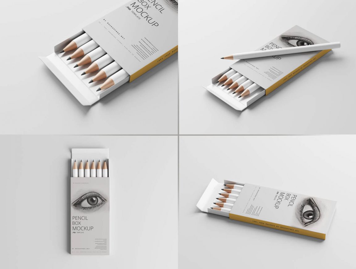 6 Free Lead Pencil Box Packaging Mockup sets - PacageMockup