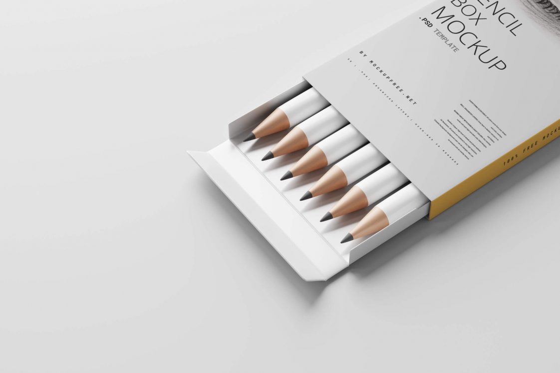 6 Free Lead Pencil Box Packaging Mockup sets - Free Package Mockups
