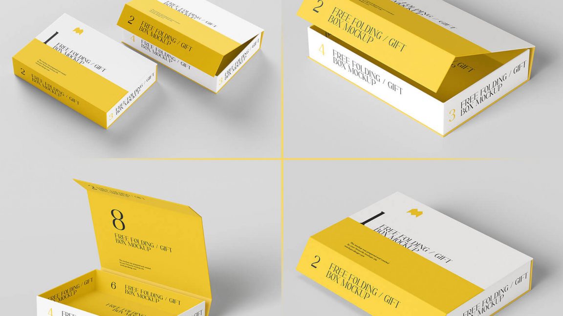 Free Luxury Slide Gift Box Mockup 3 Set - Free Package Mockups