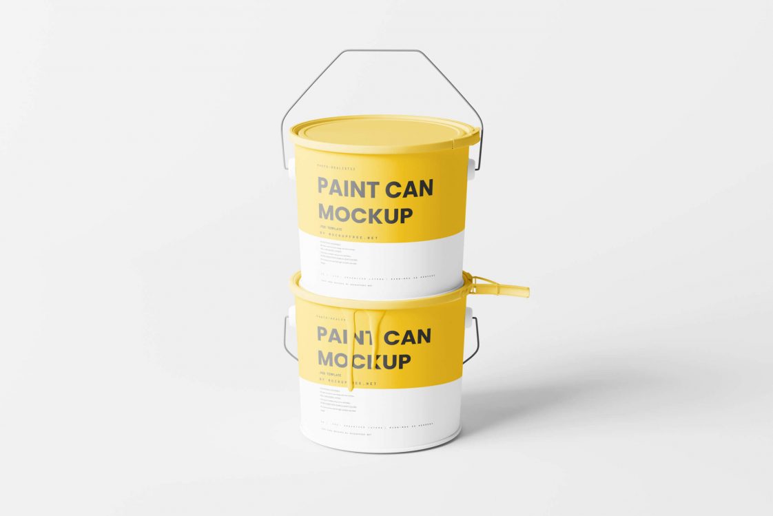 7 Free Dripping Paint Bucket Mockups sets - Free Package Mockups