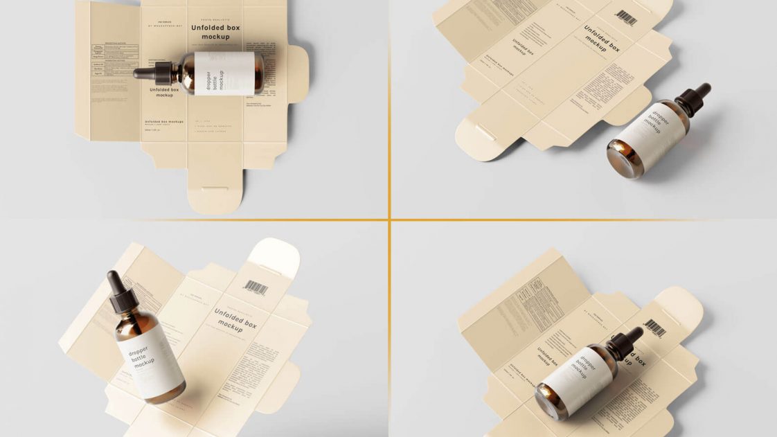 Free Dropper Bottle Packaging Box Mockup - Free Package Mockups