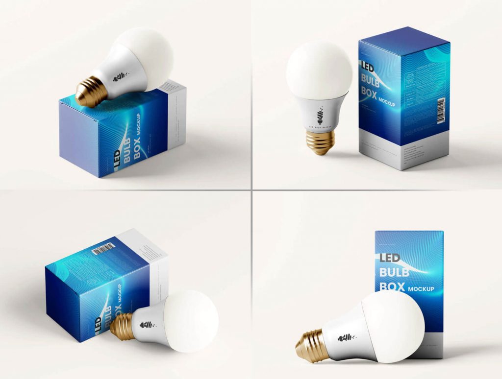8 Free LED Light Bulb and Package Box Mockups File - Free Package Mockup